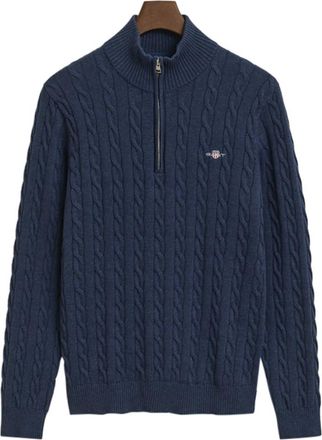 GANT Herren Cotton Cable Half Zip Pullover, Dark JEANSBLUE Melange, XX-Large