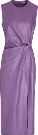 8 by YOOX LEATHER DRAPE & KNOT PENCIL MIDI DRESS