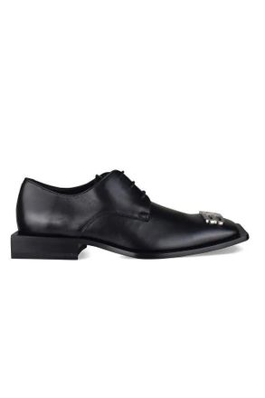 Balenciaga Square Toe Black Leather Derbies - Gr. 39 (EU) - in Schwarz