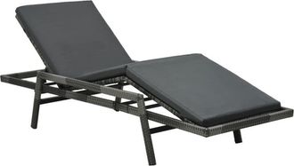 vidaXL Vidaxl - Chaise longue avec coussin R&eacute;sine tress&eacute;e Gris