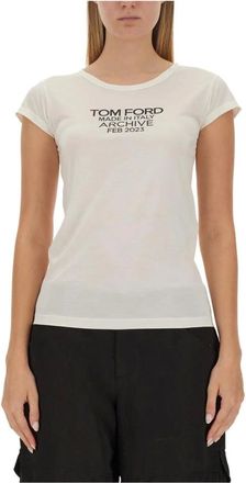 Tom Ford Femme, Tops, Blanc, Taille: 36 FR Archive Logo T-Shirt