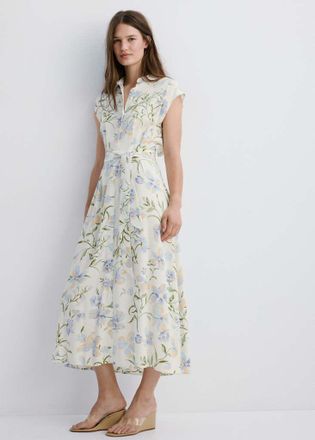 Mango Hemdblusenkleid mit floralem Muster ecru - Damen - XXS - MANGO