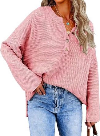 Generic Pull Oversize en Tricot &agrave; Manches Chauve-Souris pour Femme, Coupe Ample, col en V, Taille L, Collection 2025