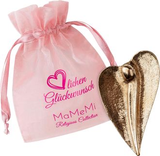 MaMeMi Bronze-Handschmeichler/Gl&uuml;cksbringer/Talisman Herz-Engel mit Aufbewahrungs-Etui