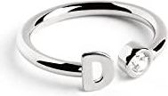 Singularu Bague personnalisée Letter Spark Plata. Ajustable. Argent 925 avec finition plaqué rhodium. Taille unique. Bijoux pour femme. Lettre D
