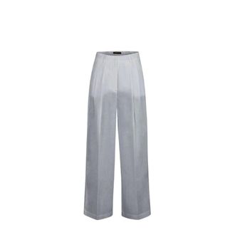 Moorer Femme, Pantalons, Blanc, Taille: 32 FR Pantalon Large en Lin
