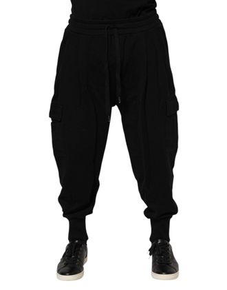 Dolce & Gabbana Mens Black Cotton Logo Jogger Sweatpants Pants