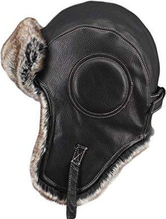 Insun Unisexe Chapka en Peau de Mouton Premium Chapeau de Trappeur dhiver Anti Vent Aviateur CasquetteNoir M