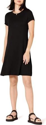 Amazon Essentials Robe trapèze à Manches Courtes, Encolure dégagée (Disponible en Grande Taille) Femme, Noir, XXL