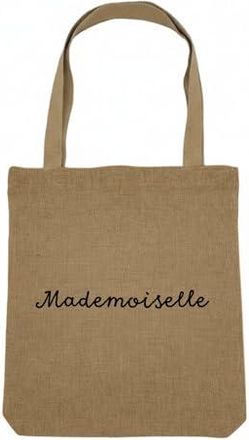 Fabulous Sac Shopping Tote Bag Aspect Lin - Mademoiselle Femme Surnom Jeune - Sac de Courses Toile Epaisse 360g Beige Naturel Cabas Port&eacute; Epaule Solide Imprim&eacute;