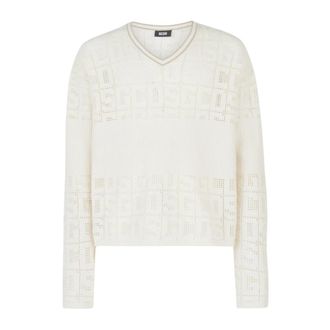 GCDS Monogram Macram&eacute; Hockey T-Shirt - - Tops - Herren - Wei&szlig; - XL