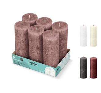 Bolsius Rustikale Stumpenkerzen aus Wildleder, 7,9 x 19,1 cm, hochwertig, europ&auml;ische Qualit&auml;t, nat&uuml;rliches, umweltfreundliches Wachs auf pflanzlicher Basis, 