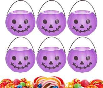 Generic Pumpkin Bucket Halloween - Set mit 6 Candy Cauldron Holders, wiederverwendbar, kleine Aufbewahrungsbeh&auml;lter f&uuml;r Feiertage, Herbst, Feier, Candy Storag