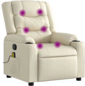 vidaXL Vidaxl - Fauteuil inclinable de massage Cr&egrave;me Similicuir