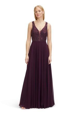 Vera Mont Damen 0257/4825 Kleid, Glänzendes Aubergine, 46