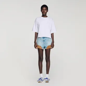 Sandro T-shirt en coton &agrave; logo brod&eacute;