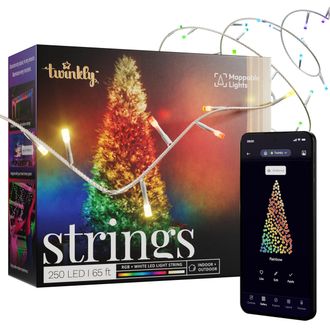 Twinkly Strings 250 LED RGB+ Wei&szlig;, LED-Lichterkette, Smarte LEDs f&uuml;r den Innen- und Au&szlig;enbereich, Kompatibel mit Alexa und Google Home, IP44, App-Steuerung, T