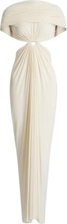 Alberta Ferretti Femme, Robes, Beige, Taille: 40 FR Robe de Soir&eacute;e en Jersey avec D&eacute;coupe