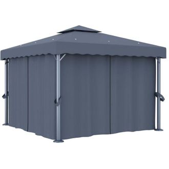 vidaXL Vidaxl - Tonnelle avec rideau 3x3 m Anthracite Aluminium