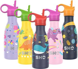Sho Kids Bottle - Original 2.0 - Ultimative isolierte, doppelwandige Edelstahl-Vakuumflasche & Wasserflasche - 12 Stunden heiß & 24 Stunden kalt - 260 ml 