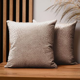 MG Design 2er Set Kissenbezüge 40 x 40 cm in Beige- mit Reißverschluss, Samt mit Tropfenprägung, sanfter Griff & pflegeleicht