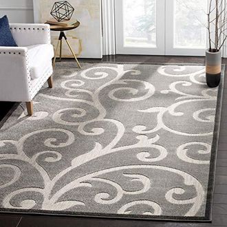 Safavieh Traditionell Teppich für Wohnzimmer, Esszimmer, Schlafzimmer - Cottage Collection, Kurzer Flor, Grau, 122 X 183 cm