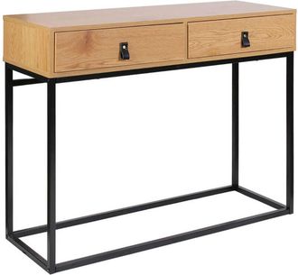 Altobuy Abril - Console 2 Tiroirs Aspect Bois et Pieds Métal