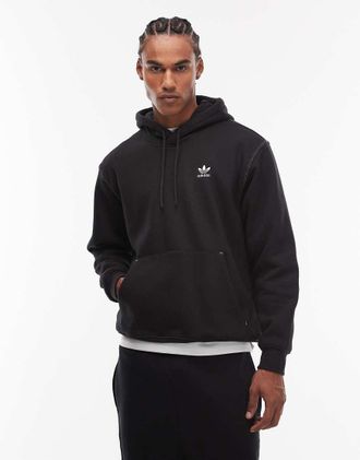 adidas Originals Trefoil Essentials - Kapuzenpullover in Schwarz mit Kontrastnaht