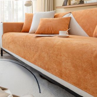 Generic Sofa Überzug -Samt Sofa überwurfdecke, rutschfest Sofaschoner Hund Katze Sofaschoner 1/2/3/4 Sitzer Couch Überzug Sofaüberwürfe für U Form L Form Sekt