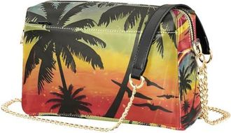 Mnsruu Sacs à bandoulière en cuir pour femme, motif silhouette de deux palmiers, sac à main