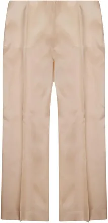 Alberta Ferretti Straight Silk Trousers - Beige
