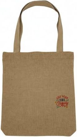 Fabulous Sac Shopping Tote Bag Aspect Lin - Live Your Life Joyfully Typographie Message Positivit&eacute; Bien Etre Good Vibes - Sac de Courses Toile Epaisse 360g Bei