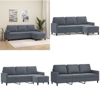 vidaXL 3-Sitzer-Sofa mit Hocker Dunkelgrau 180 cm Samt - Samtsofa - 3-Sitzer-Sofa - Wohnzimmermöbel - Grau Sofa - Lounge Möbel - Home & Living