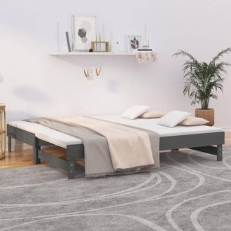 vidaXL Lit coulissant Gris 2x(90x190) cm Bois de pin massif