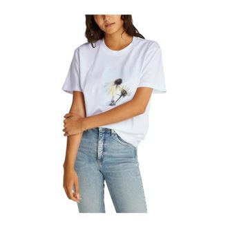 Calvin Klein Blumen Grafik T-Shirt - - Tops - Damen - Wei&szlig; - S
