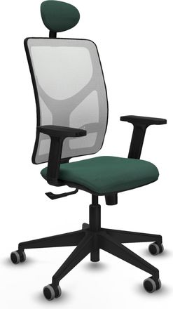 Piqueras y Crespo B&uuml;rostuhl, gr&uuml;n, mit 2D-Armlehnen, h&ouml;henverstellbarer Lendenwirbelst&uuml;tze und festem Kopfteil, ausgestattet mit Sincro 3 Positionen und Schneideschaum,