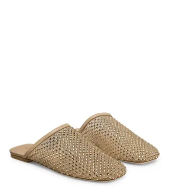 Stuart Weitzman Studded Suede Mule - Adobe