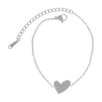 Dansk Copenhagen Femme, Accessoires, Gris, Taille: ONE Size Bracelet Coeur en CZ Transparent, Étanche & Élégant