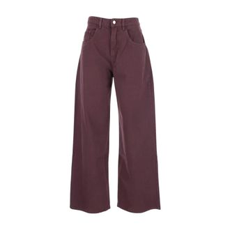 Icon Denim Los Angeles Bordeaux Wide Jeans mit Logo Patch - - Jeans - Damen - Rot - W24