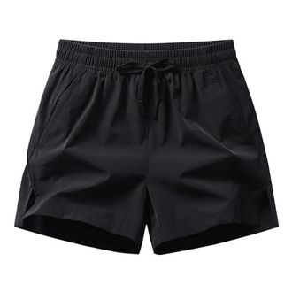 Generic Short de bain pour homme &agrave; taille &eacute;lastique - Short de bain ample d&eacute;contract&eacute; avec poches, taille &eacute;lastique, cordon de serrage, short de surf et de bo