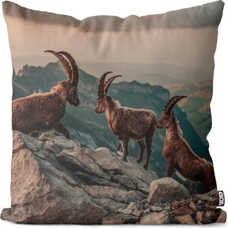 Void Watches Steinböcke Schweizer Alpen Berge Kissenbezug Kissenhülle Polyester Weihnachten Deko Winter Outdoor Dekoration, Kissen Größe:40 x 40 cm