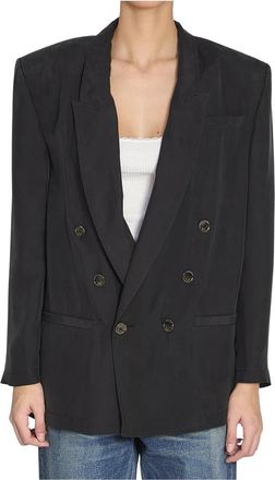 Saint Laurent Zweireihiger Sakko mit steigendem Revers - - Jackets - Damen - Schwarzk - S