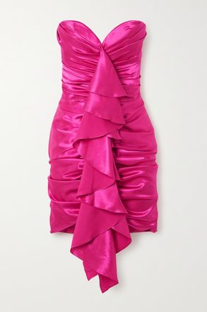 Rasario Gerafftes Minikleid Aus Satin Mit R&uuml;schen - Rot