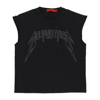 Acupuncture &Auml;rmelloses Tanktop mit Metallnieten - - Tops - Herren - Schwarzk - M