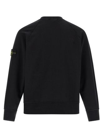 Stone Island Garment-Dyed Cotton Fleece Sweatshirt - Black