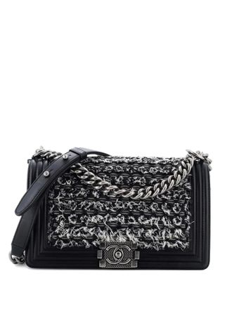 Chanel Boy Flap Bag Braided Tweed Old Medium crossbody bag - Noir