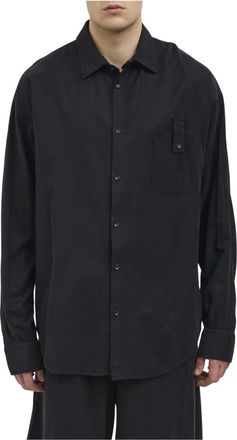 Andrea Ya'aqov Homme, Chemises, Noir, Taille: M Camicia Over in Cupro e Cotone