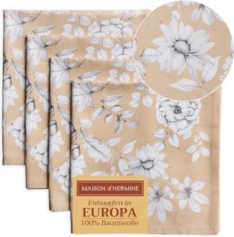 Maison d'Hermine Pretty Autumn Lot de 4 serviettes de table, 100 % coton, douces et confortables, parfaites pour les dîners de famille, les mariages, les cocktails, Th
