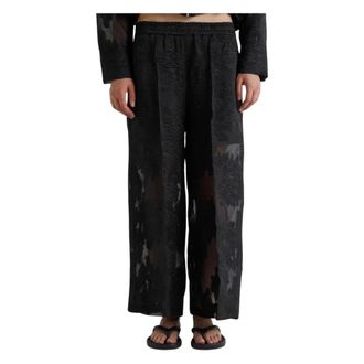 Meimeij Femme, Pantalons, Noir, Taille: 48 FR Lace Pantalons M6Er04