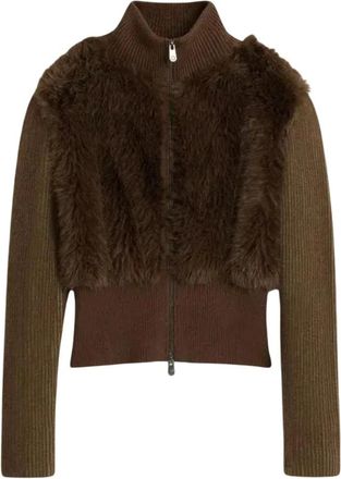Desigual Jers_Veget_2 Cardigan - Femme - Pulls - Brun - Taille: 38 FR